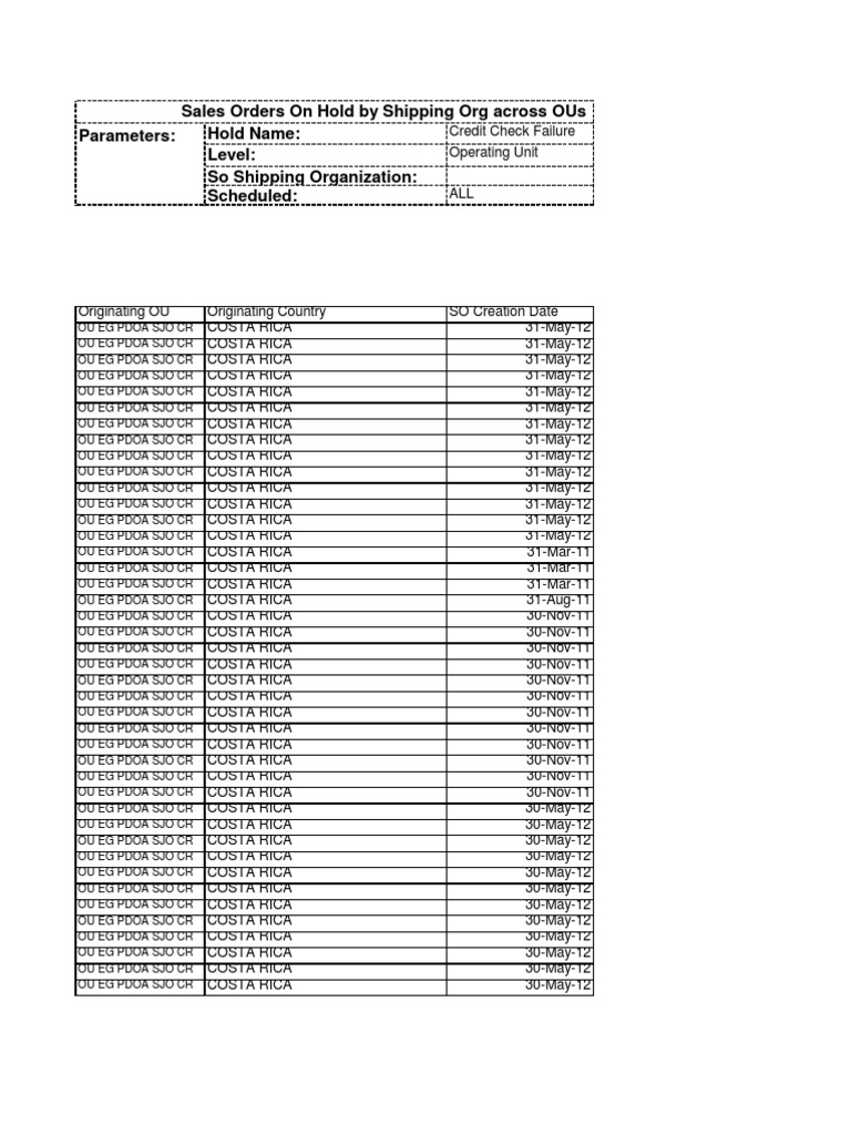 Orders On Hold Report | PDF