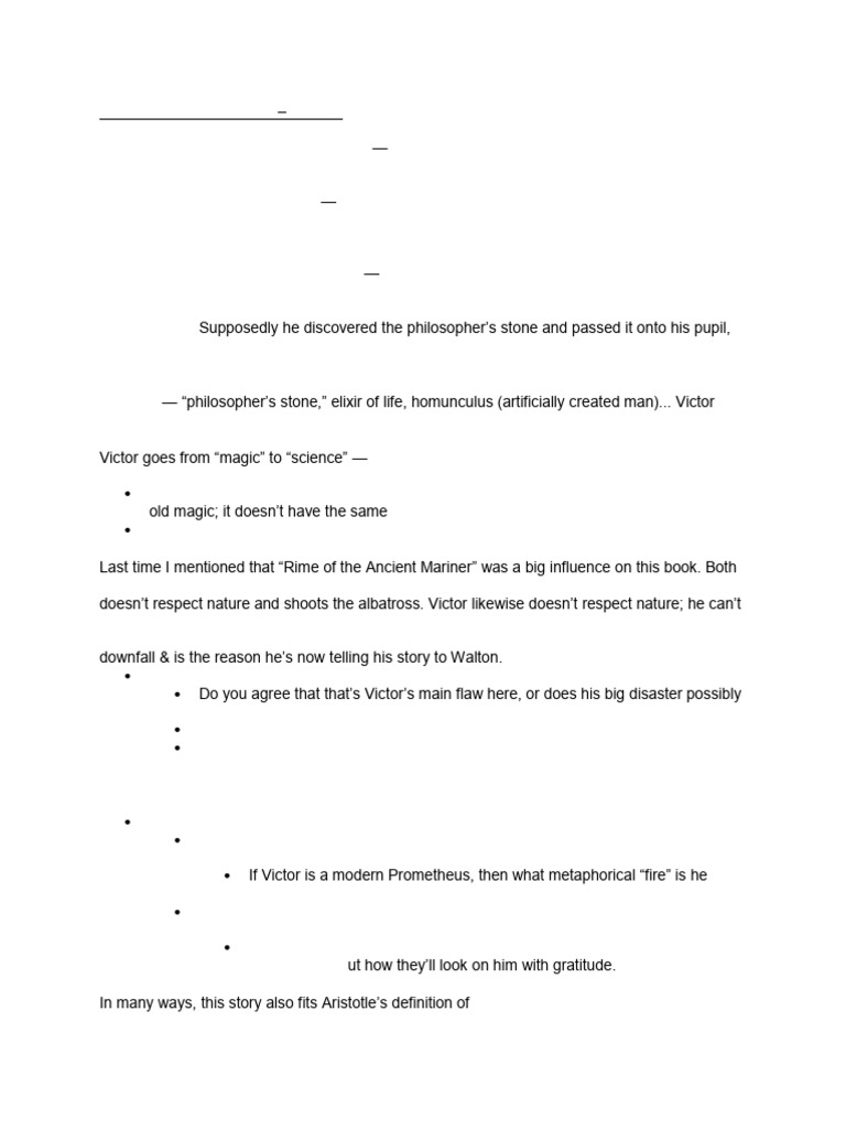Frankenstein Notes2 - Ch. 1-4 | PDF | Alchemy | Prometheus