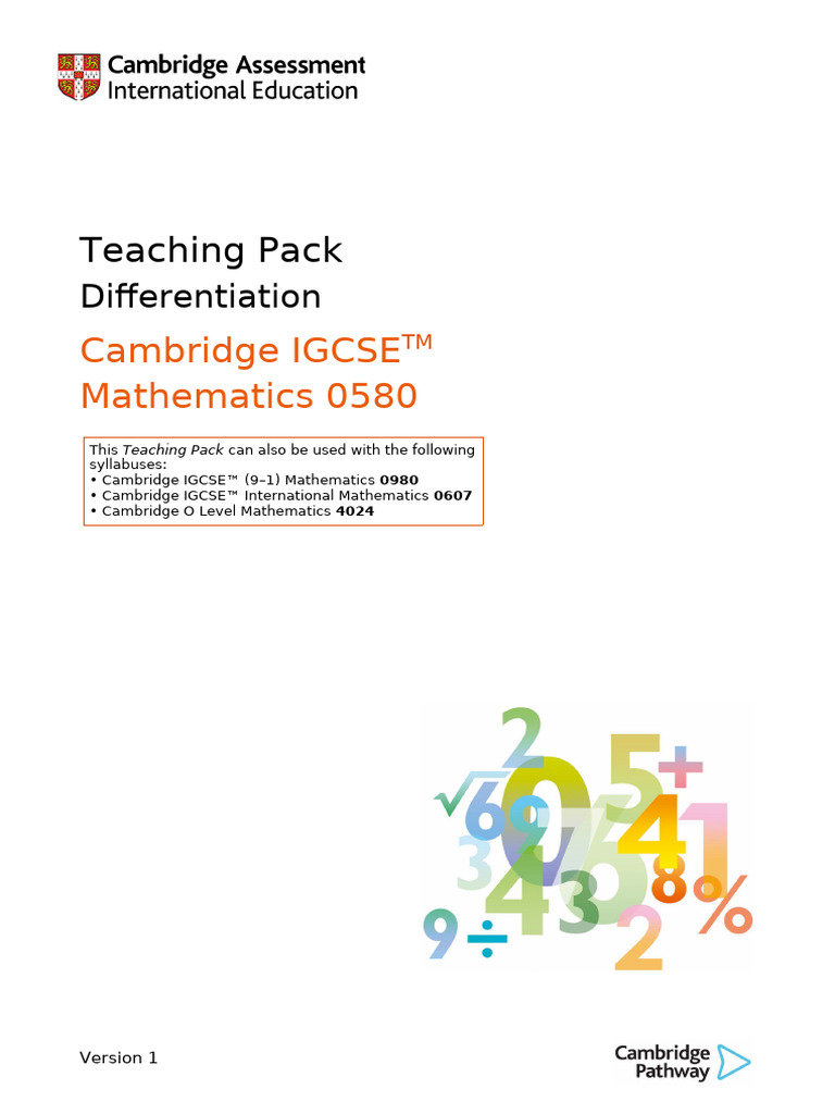 0580 Differentiation Teaching Pack v1 | PDF | Derivative | Gradient