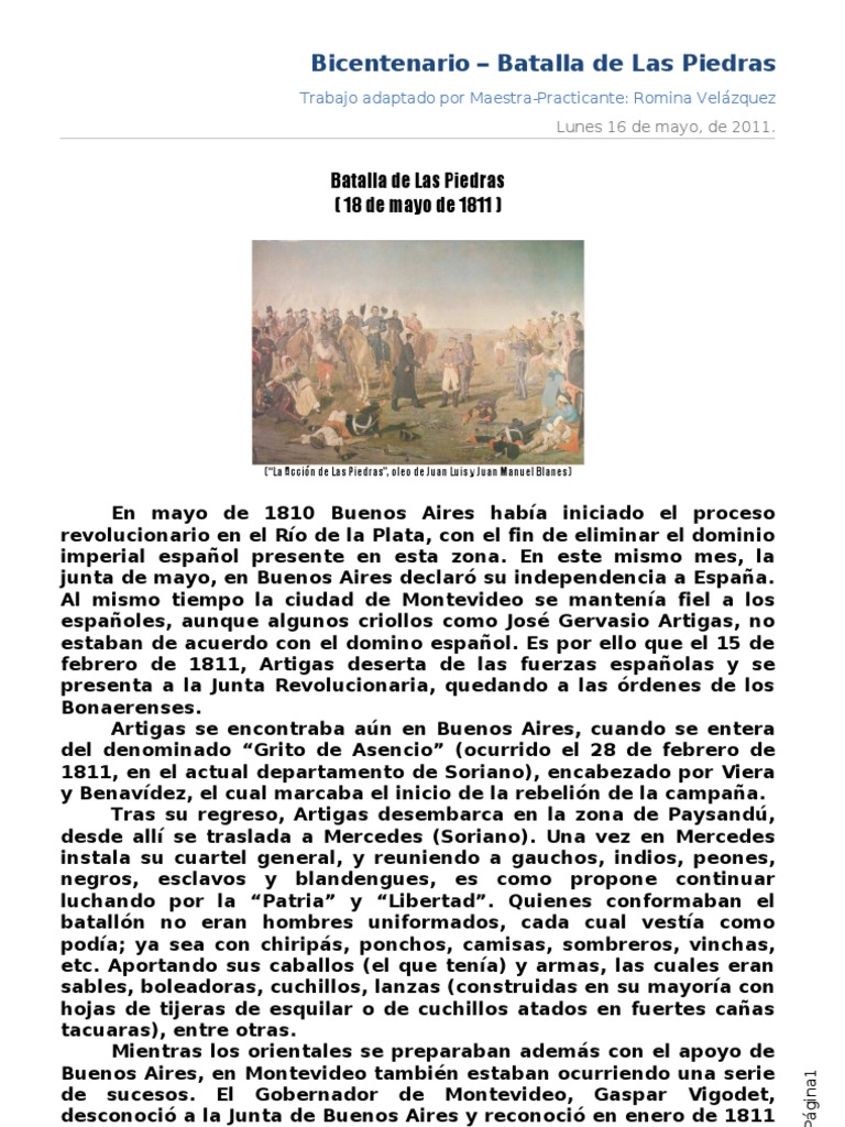Batalla de Las Piedras: 1811 | PDF