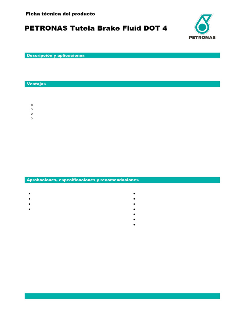 Petronas Tutela Brake Fluid Dot 4 | PDF | Información