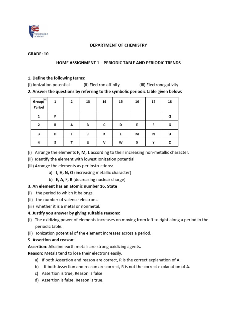Home Assignment 1 - Periodic Table | PDF