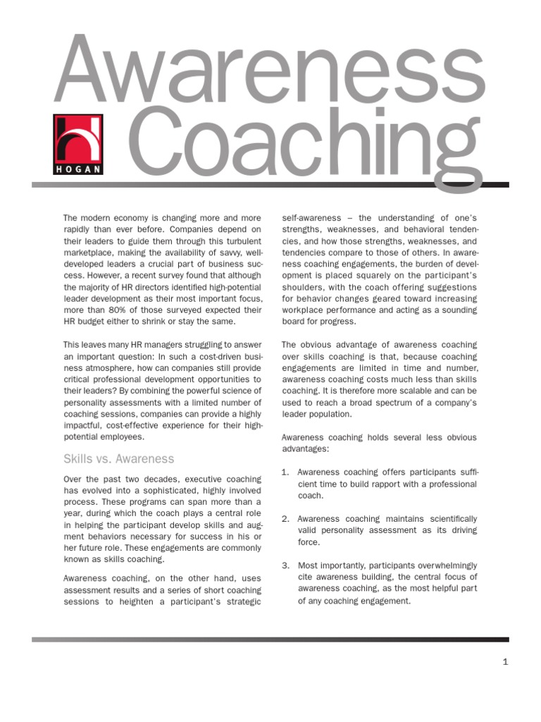 Awareness Coaching R2 | PDF | Self Awareness | Leadership