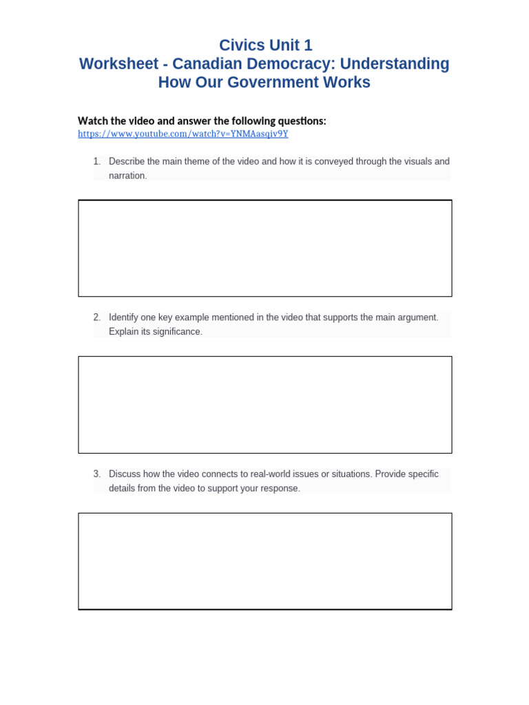 Canadian Democracy Task Sheet | PDF