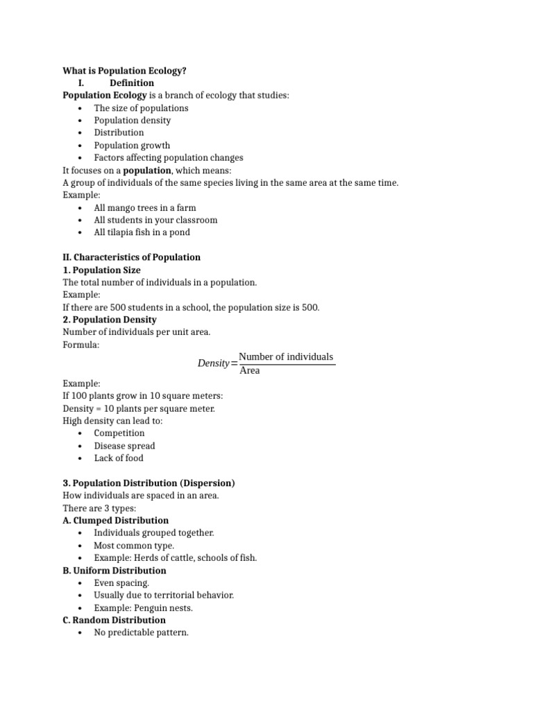 Lesson 4 Population Ecology | PDF | Nature | Natural Environment