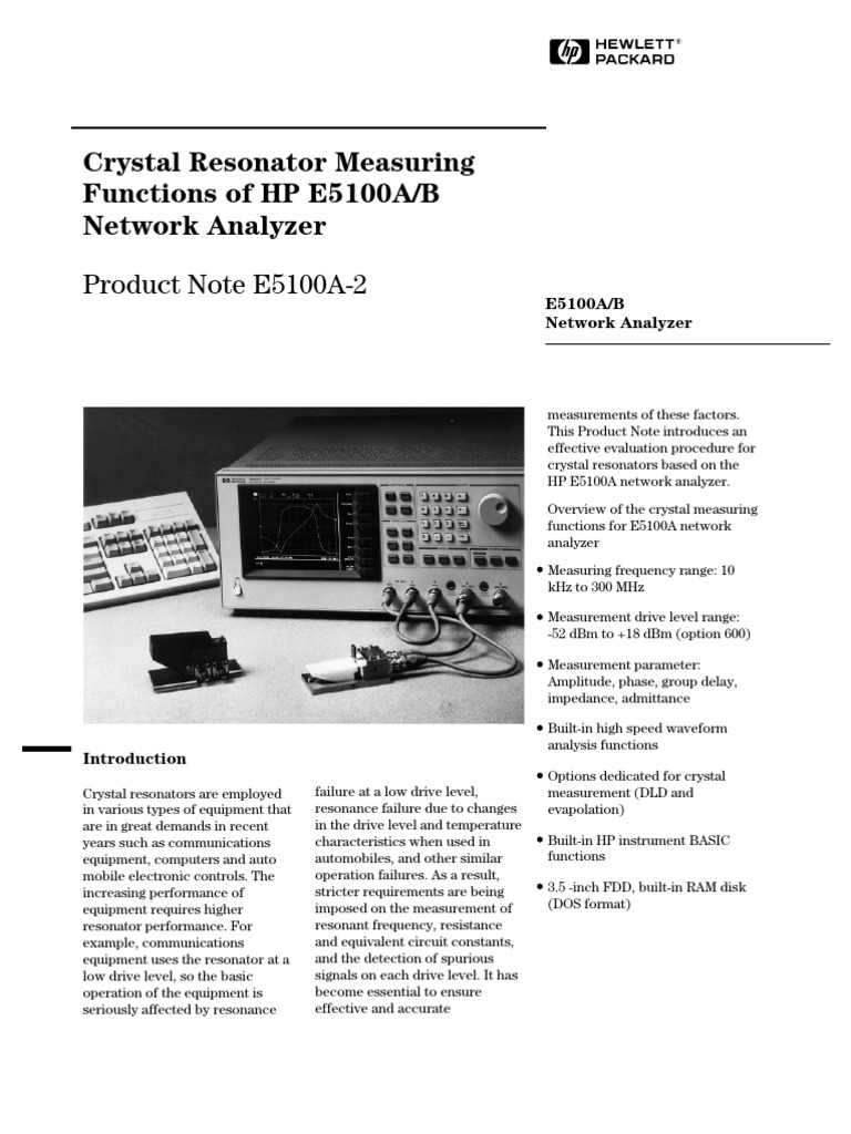 HP-PNE5100A-2 - Crystal Resonator Measuring Functions of HP E5100A-B ...
