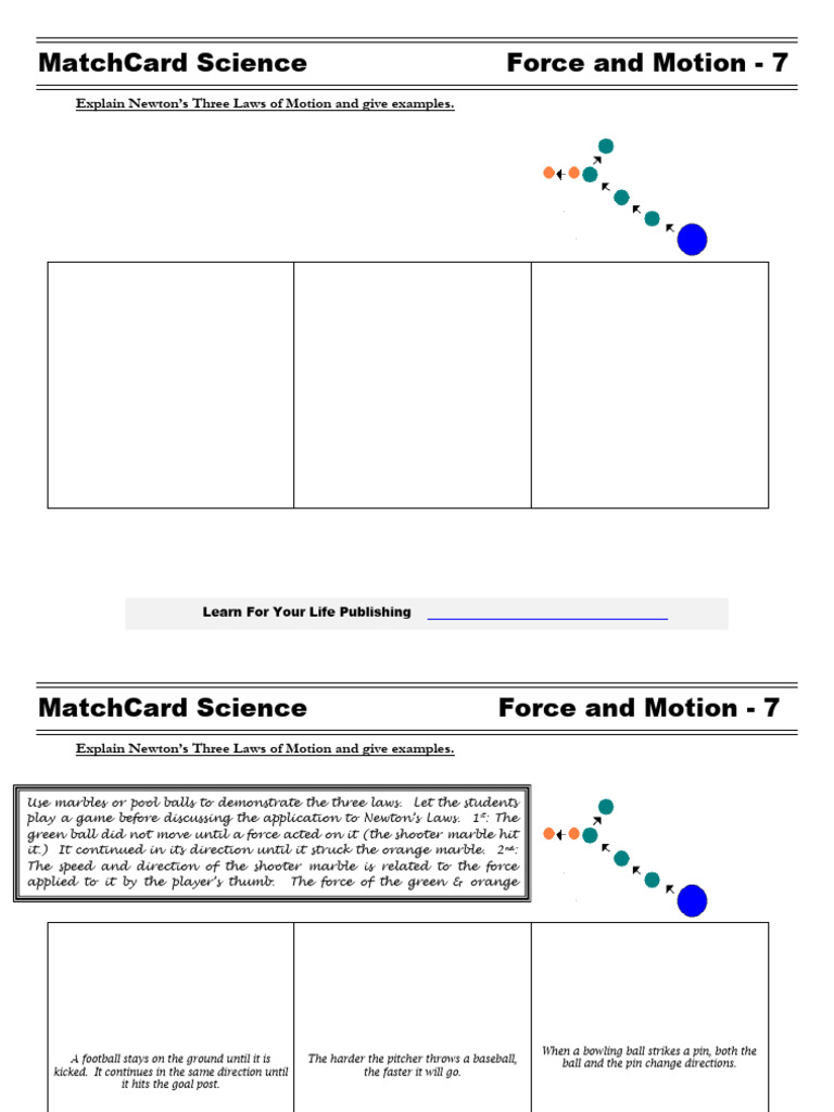 Newton's Laws Matching Activity | PDF | Force | Newton's Laws Of Motion