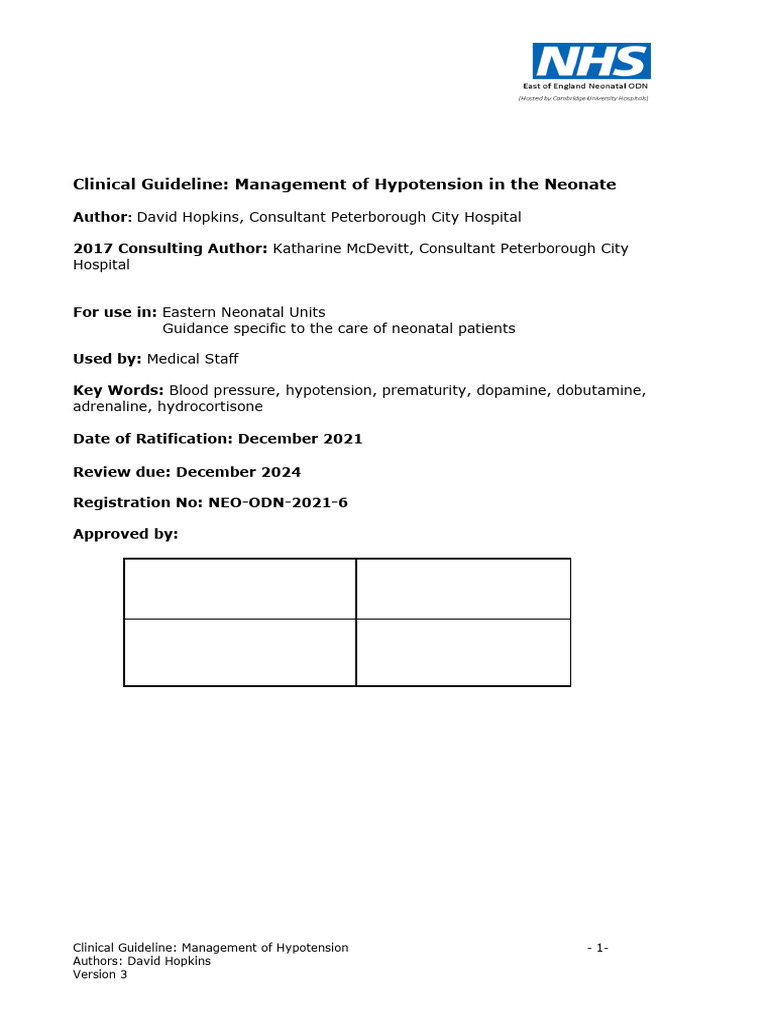 Neonatal Hypotension Guideline 2021 Final | PDF | Blood Pressure | Heart