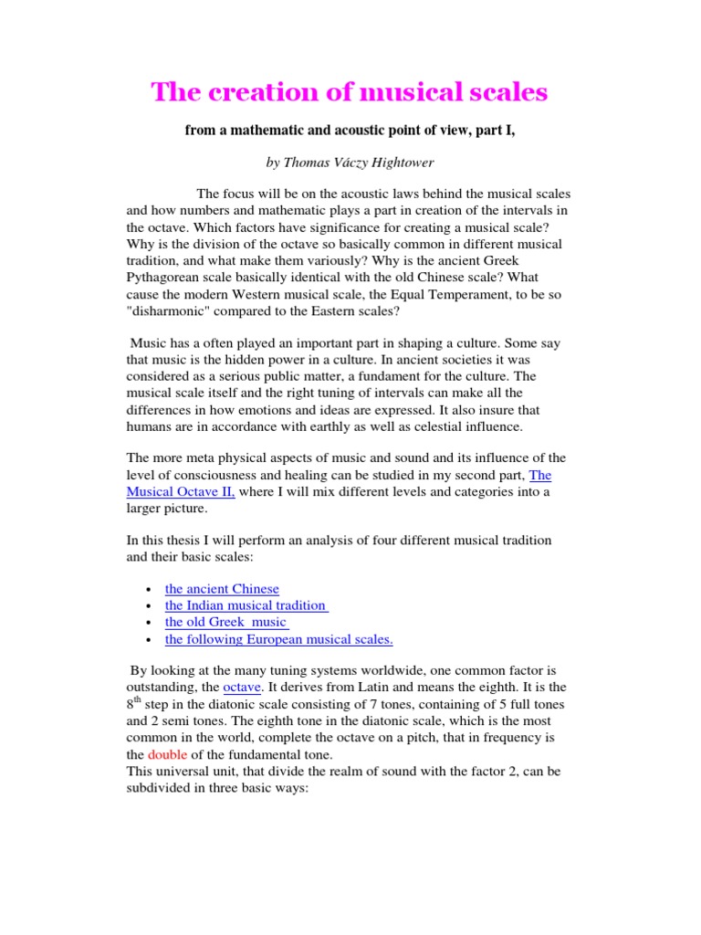 The Creation of Musical Scales | PDF | Pitch (Music) | Cent (Music)