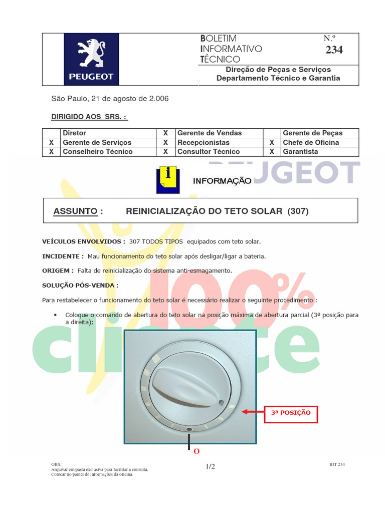 Reinicialização Do Teto Solar | PDF