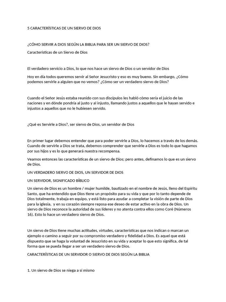5 Características de Un Siervo de Dios | PDF