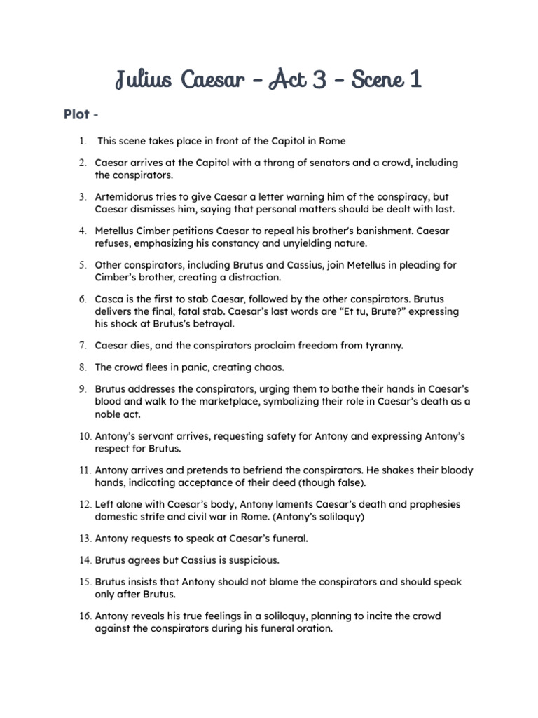 Julius Caesar - Notes | PDF | Mark Antony | Julius Caesar