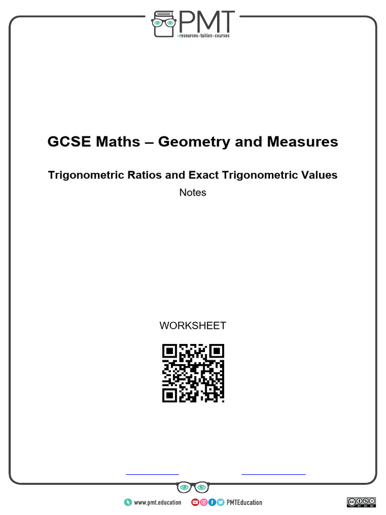 I. Trigonometric Ratios and Exact Trigonometric Values | PDF ...