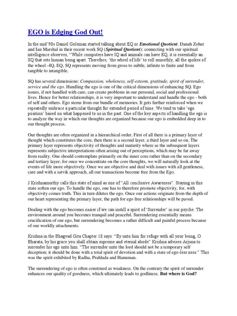 EGO Is Edging God Out | PDF | Id | Thought