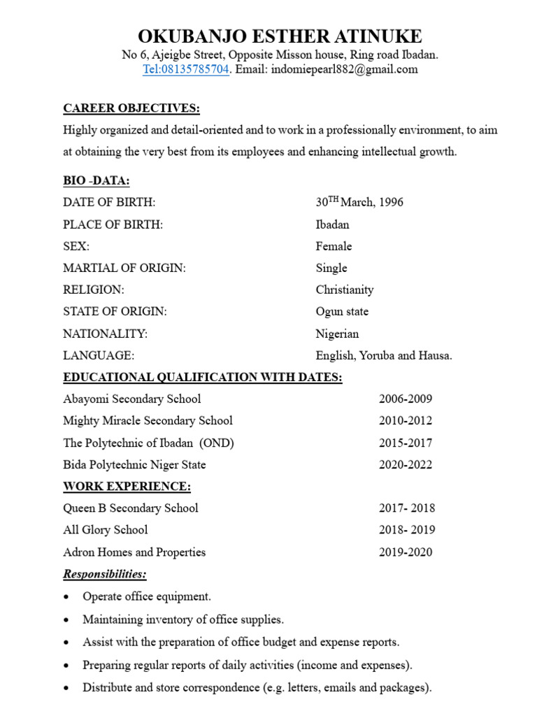 Esther CV | PDF