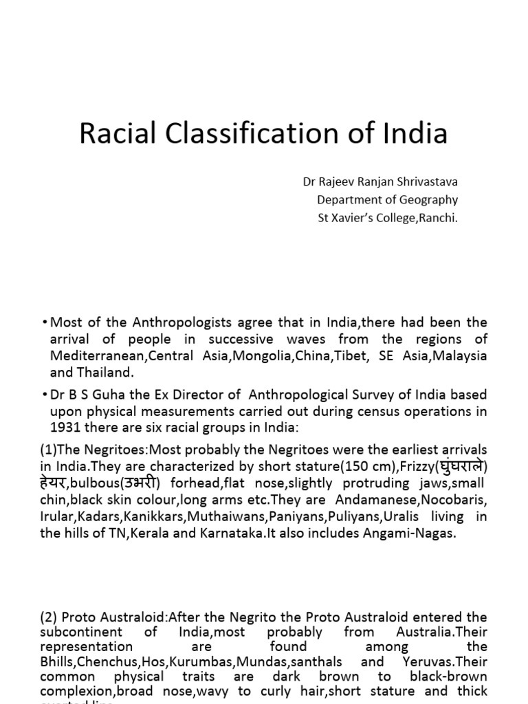 Racial Classifications in India | PDF | Race (Human Categorization ...