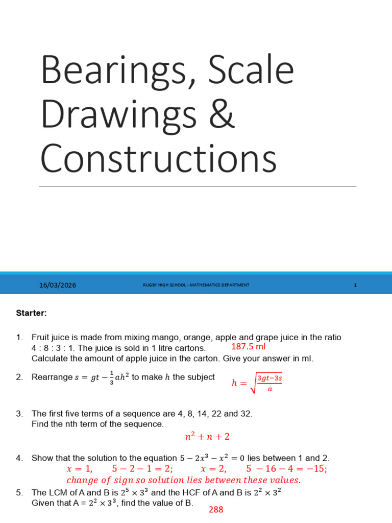 Bearings, Scale Drawings & Constructions (With Answers) | PDF | Euclid ...