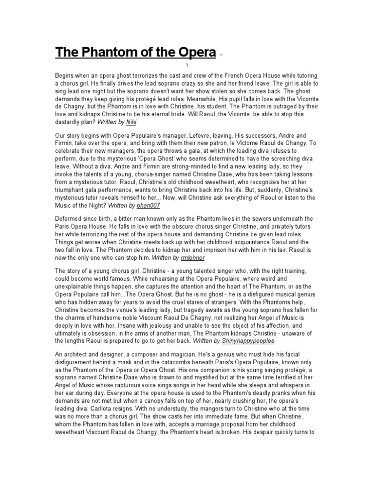 The Phantom of The Opera | PDF | Erik (The Phantom Of The Opera) | The ...