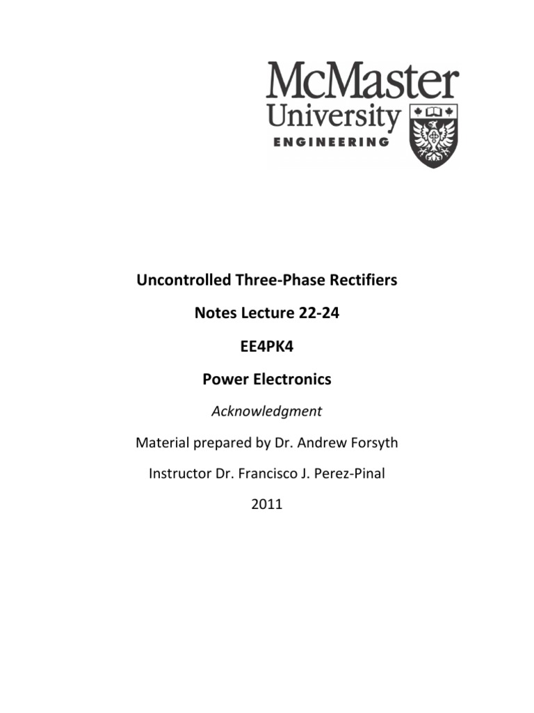 Uncontrolled Three Phase Rectifiers | PDF | Rectifier | Inductance
