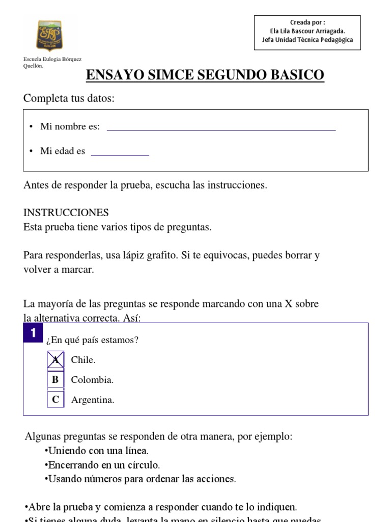 Simce 2 Básico | PDF | Cuaderno | Crema