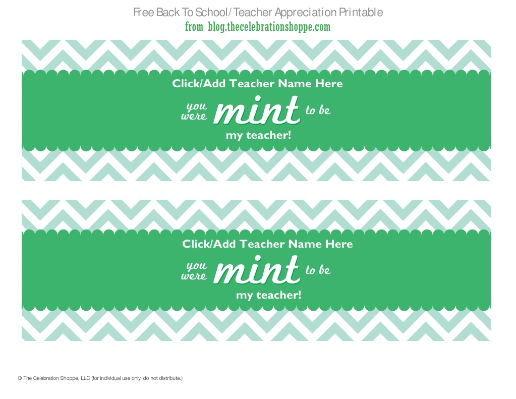 FREE Back To School Teacher's Gift Mint To Be From The Celebration ...