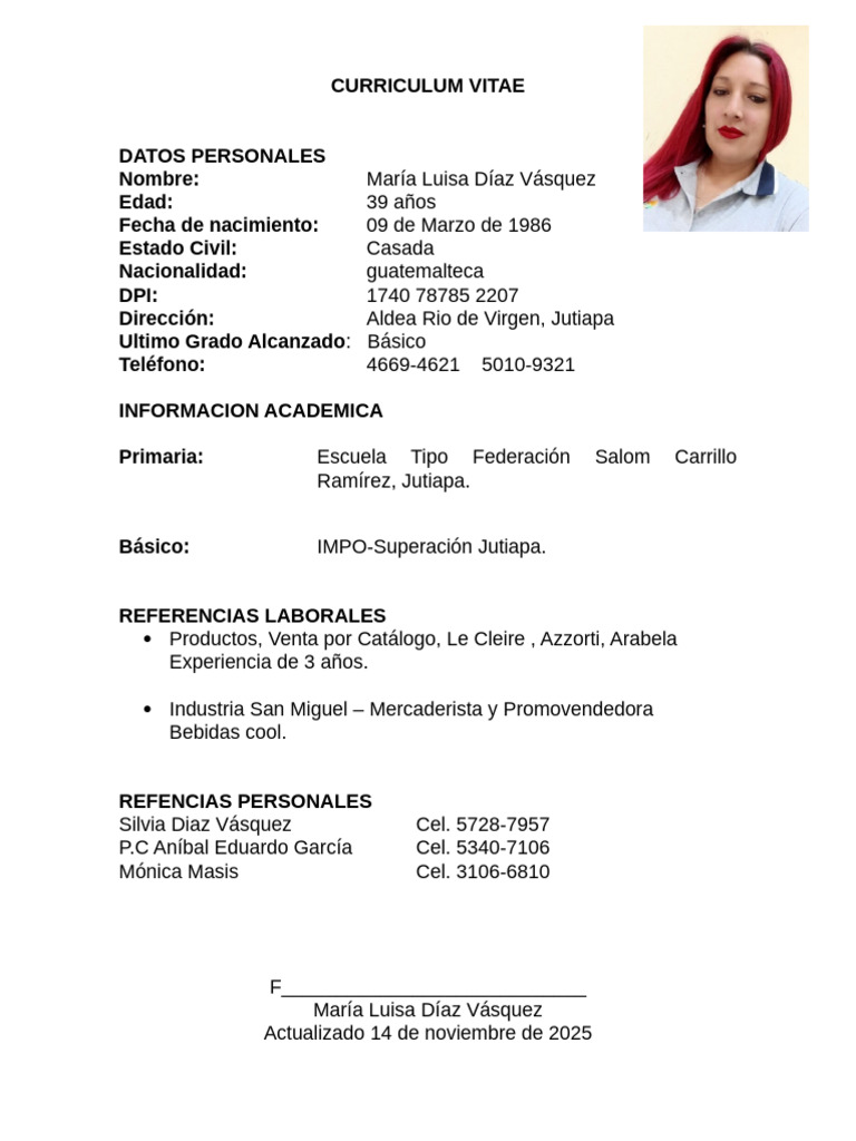Curriculum Vitae Maria Luisa Vasquez | PDF