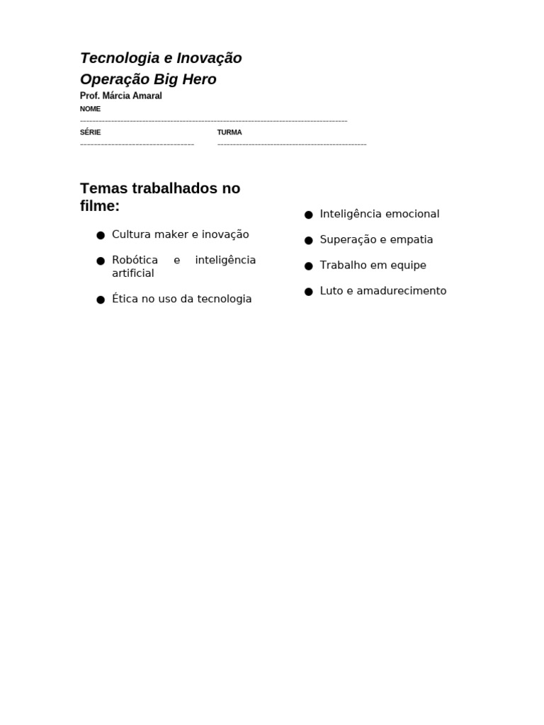 Atividades Opercao Big Hero | PDF