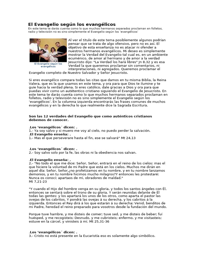 El Evangelio Según Los Evangélicos | PDF