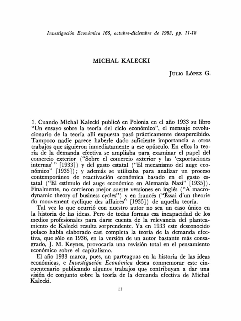 Sobre Michal Kalecki | PDF | Capitalismo | Beneficio (economía)