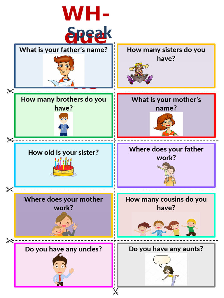 Family Speaking Cards Conversation Topics Dialogs Flashcards ...