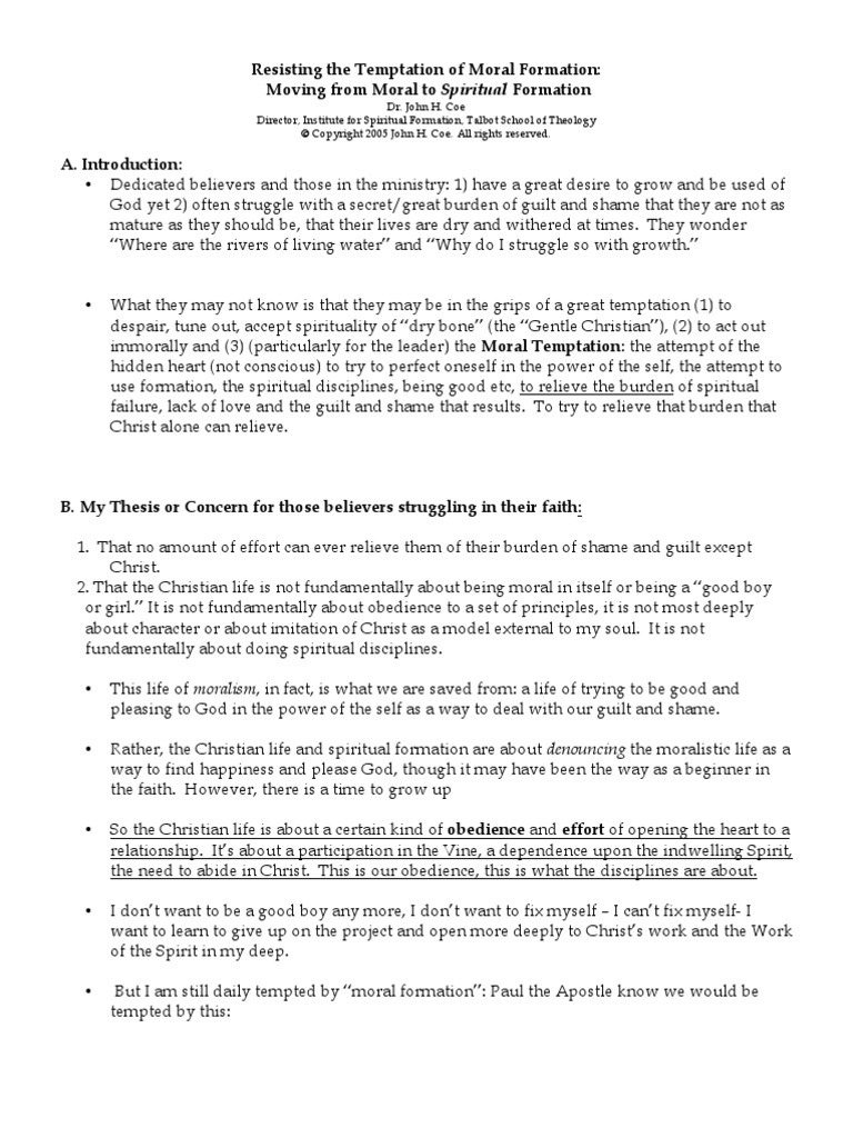 Temptation Outline | PDF | Guilt (Emotion) | Spiritual Formation