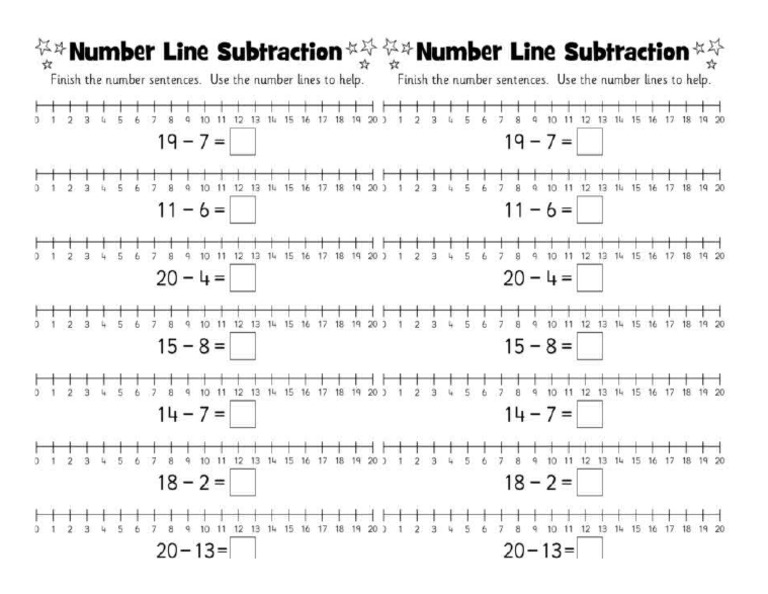 Subtraction 1-20 Numberline | PDF