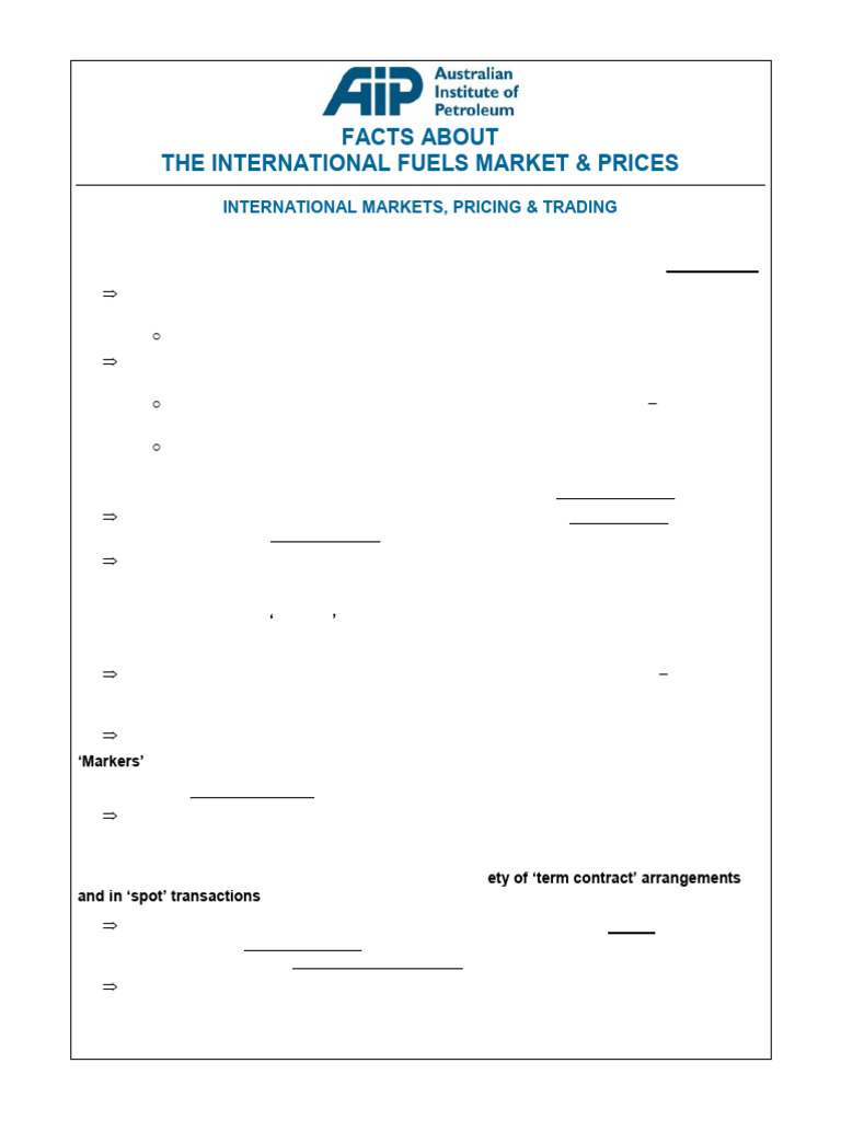 Facts About The International Fuels Market and Prices | PDF | West ...