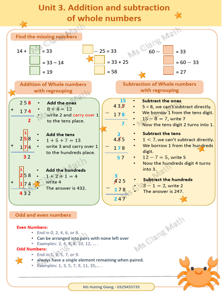 Cam 3. Unit 3. Addition and Subtraction of Whole Numbers | PDF ...