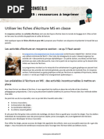 Fiches d'écriture avec Teachapp | PDF