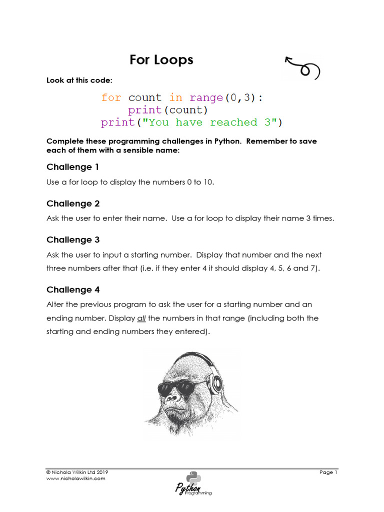 For Loops | PDF