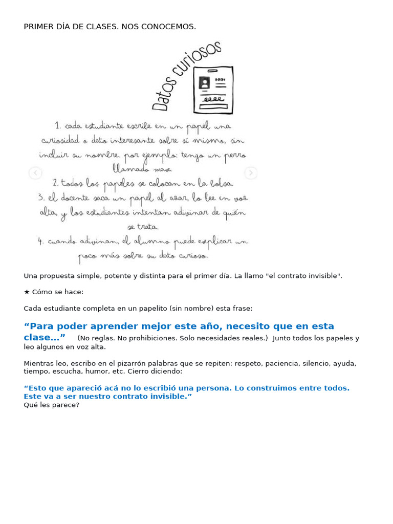Primer Día de Clases | PDF
