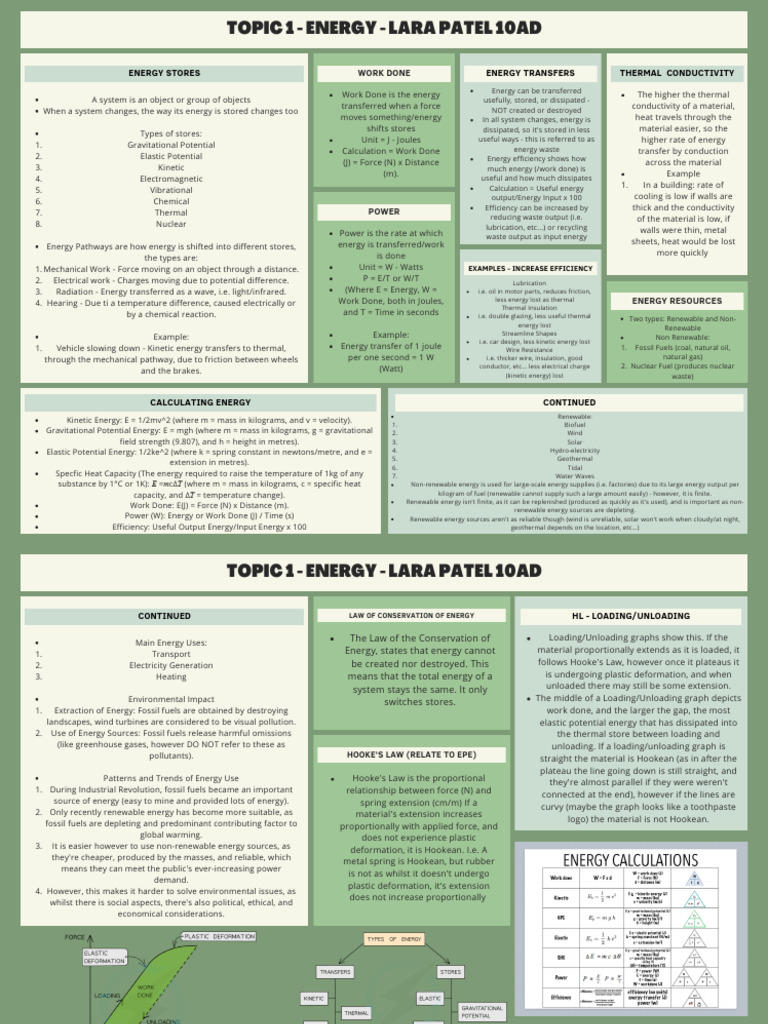 Topic One Energy - Detailed GCSE AQA Physics Specification Notes | PDF ...