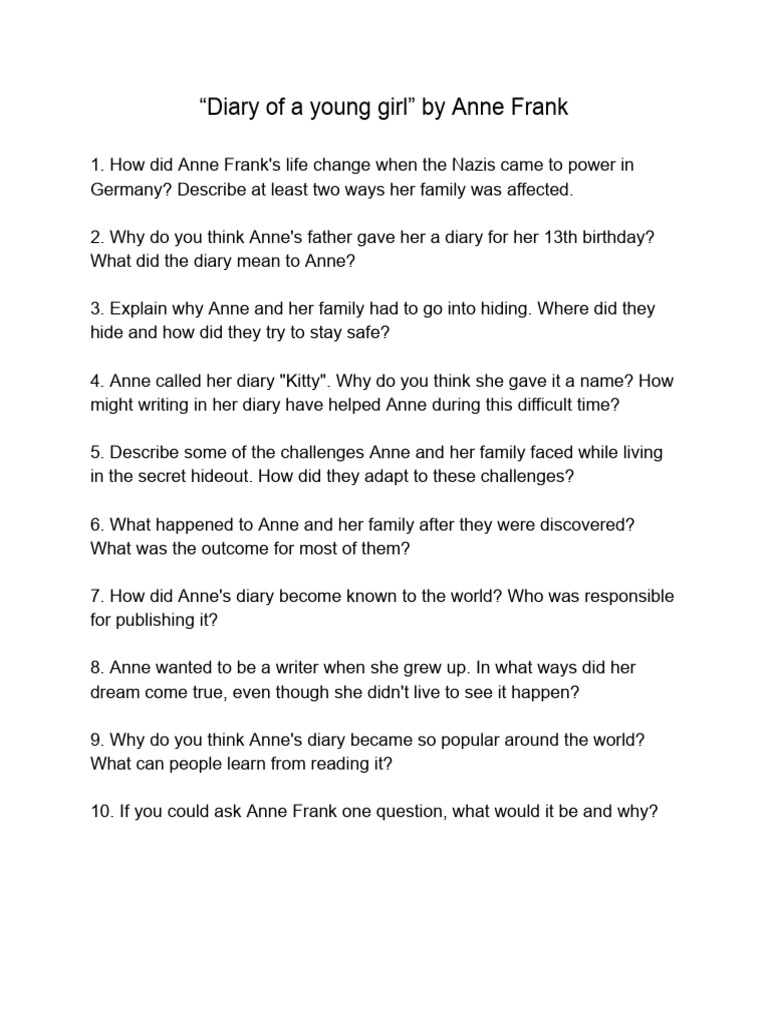 "Diary of A Young Girl" by Anne Frank | PDF