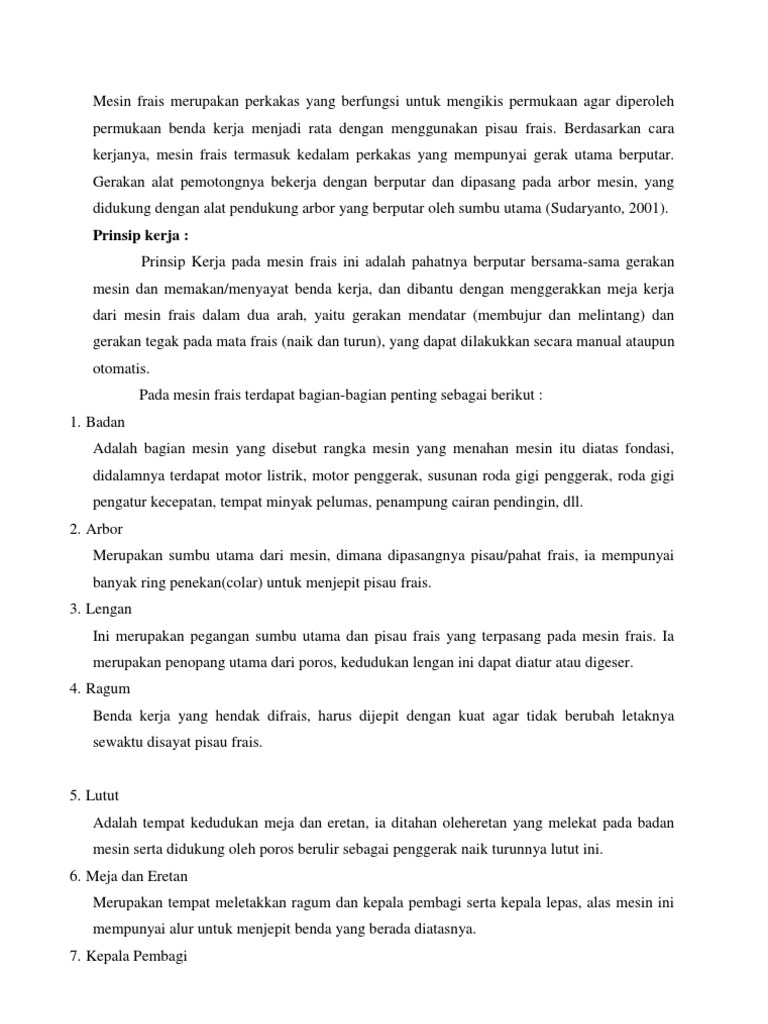 Mesin Frais Merupakan Perkakas Yang Berfungsi Untuk Mengikis Permukaan ...