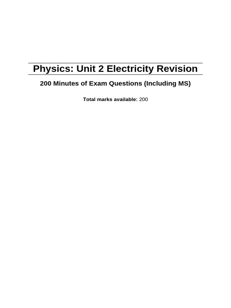 Unit 2 Electricity Revision Booklet | PDF | Electrical Resistivity And ...