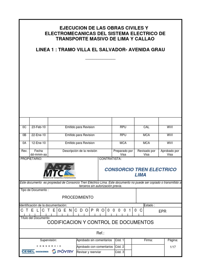 Procedimiento de Codificación y Control de Documentos | PDF | Lima ...