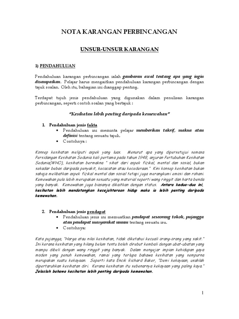 Nota Karangan Perbincangan | PDF