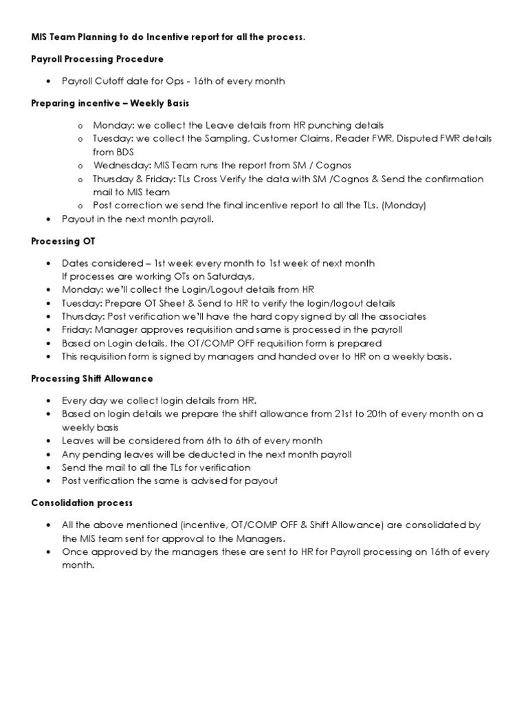 Payroll Processing Procedure | PDF | Payroll | Business