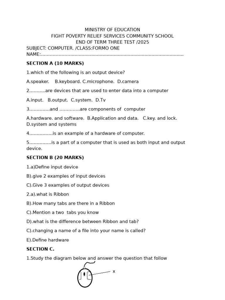 Form One Computer | PDF