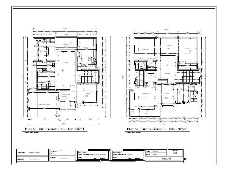 Planta Dimensionada 1er y 2do Nivel | PDF