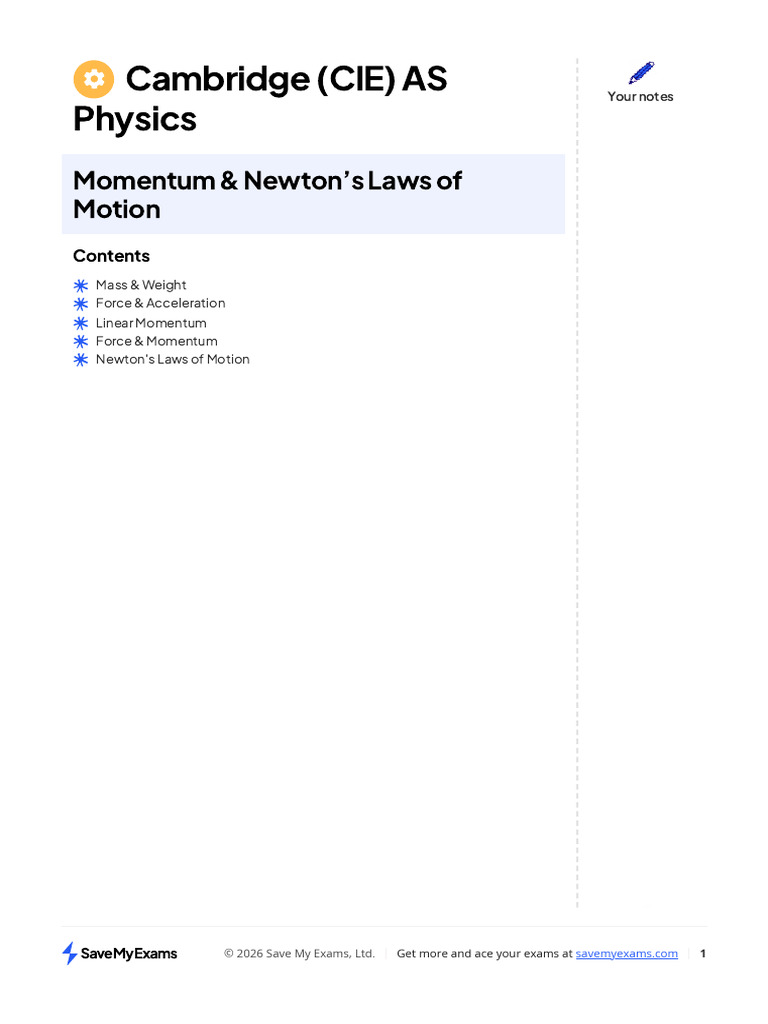 Momentum & Newtons Law's of Motion | PDF | Force | Weight