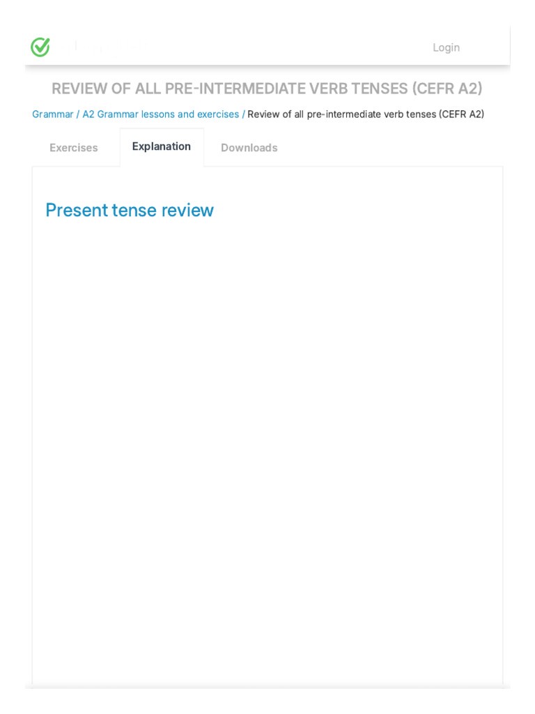 Review of All Pre-Intermediate Verb Tenses (CEFR A2) - Test-English ...