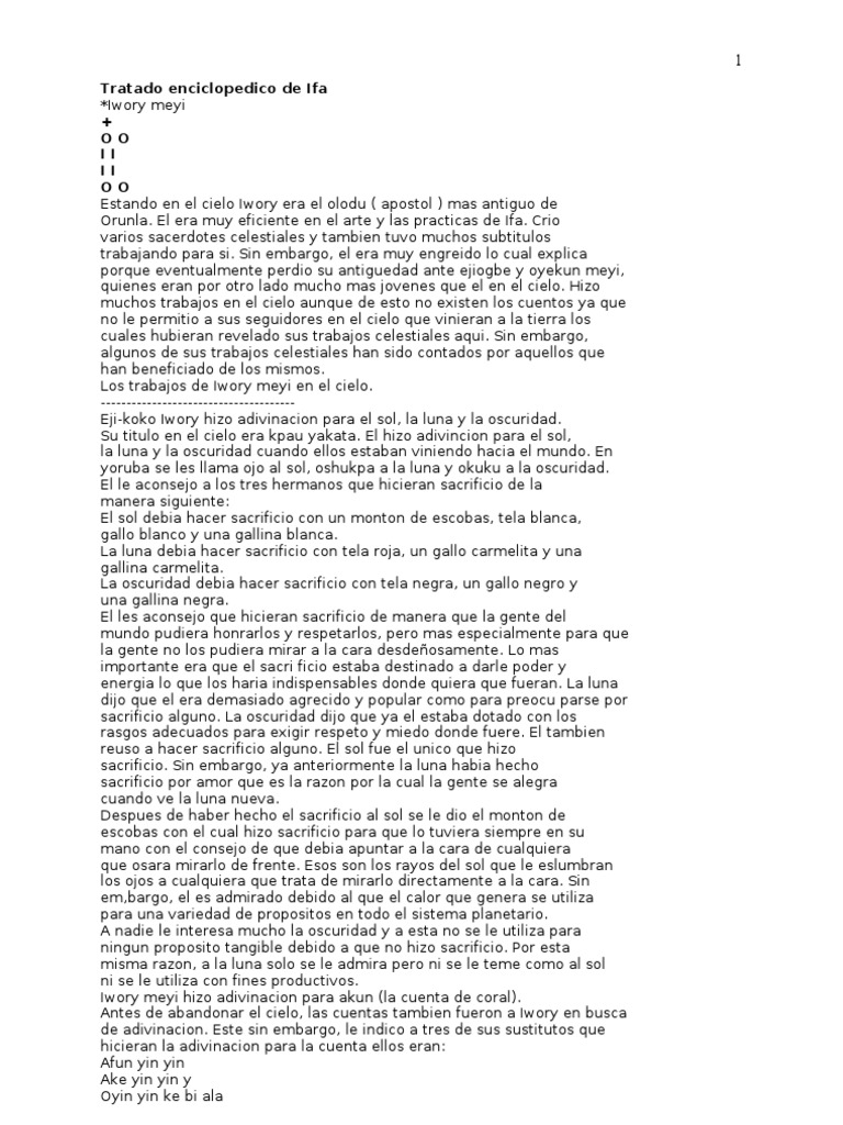 Tratado de Iwori y Sus Omuluos | PDF | León | Carne Tratado de Iwori y Sus Omuluos | PDF | León | Carne