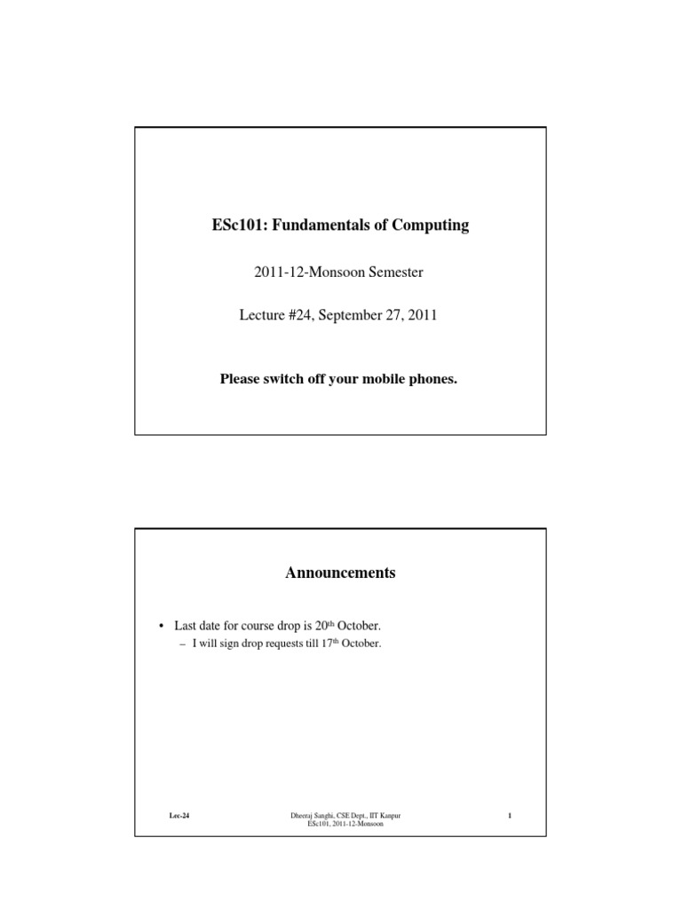 Esc101: Fundamentals of Computing Esc101: Fundamentals of Computing | PDF | Notation | Computer ...